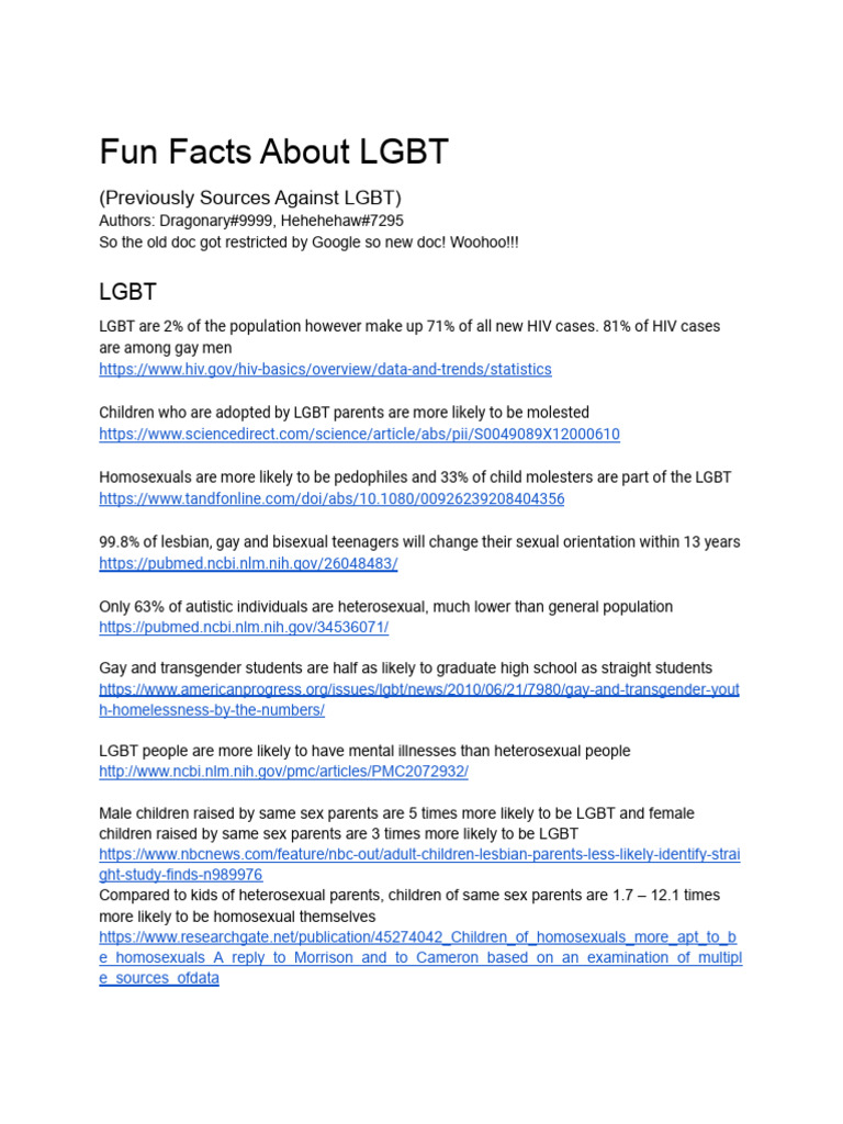 LGBT Statistics and Controversial Facts | PDF | Homosexuality | Transsexual
