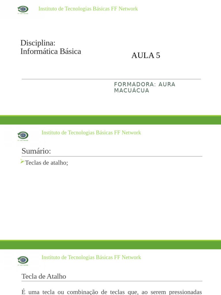 Aula 5. Aura Macuacua-1 | PDF | Botão Ctrl | Teclado de computador