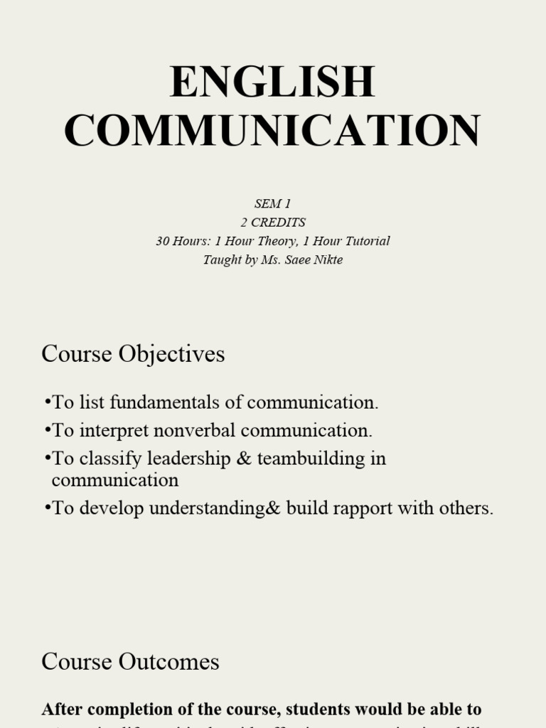 Communication Skills Module 1 Introduction To Verbal Communication ...