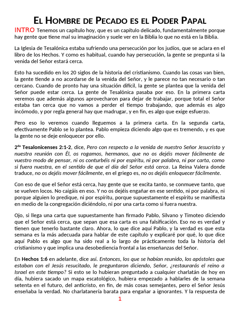 El Hombre de Pecado Es El Poder Papal | PDF | Tetragrammaton | antecristo