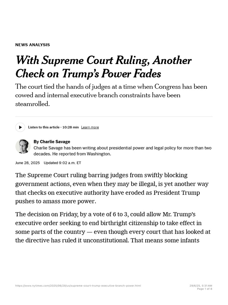 NYT (2025-06-28) How The Supreme Court's Injunction Ruling Expands ...