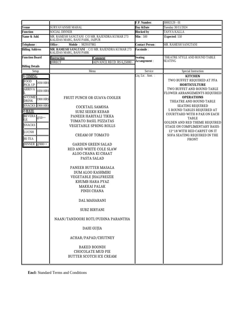 Banquet Function Prospectus Details | PDF | Legal Liability | Indemnity
