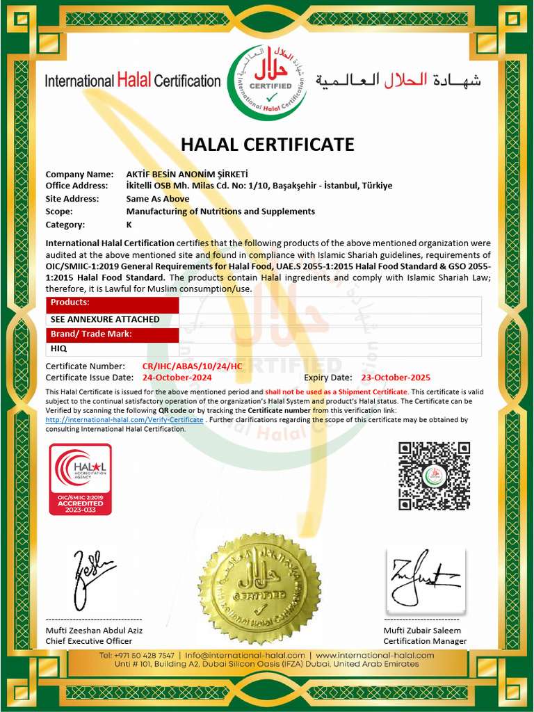 IHC - Halal - Certificate - AKTIF - BESIN - ANONIM - SIRKETI - 2024 ...