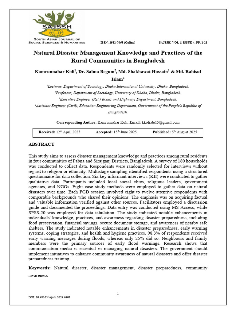 Rural Disaster Management in Bangladesh | PDF | Hazards | Natural Disasters