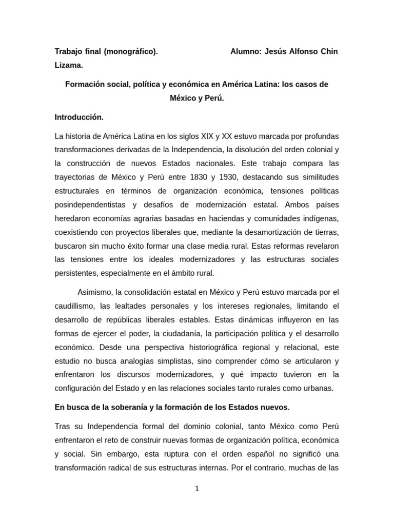 Trabajo Final (Alfonso) - Dr. Mario Trujillo Bolio. | PDF | Perú | México