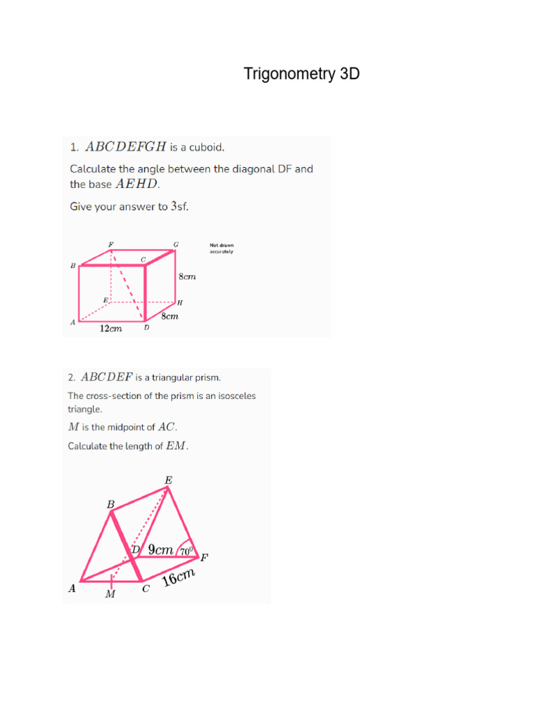 Trigonometry 3D | PDF