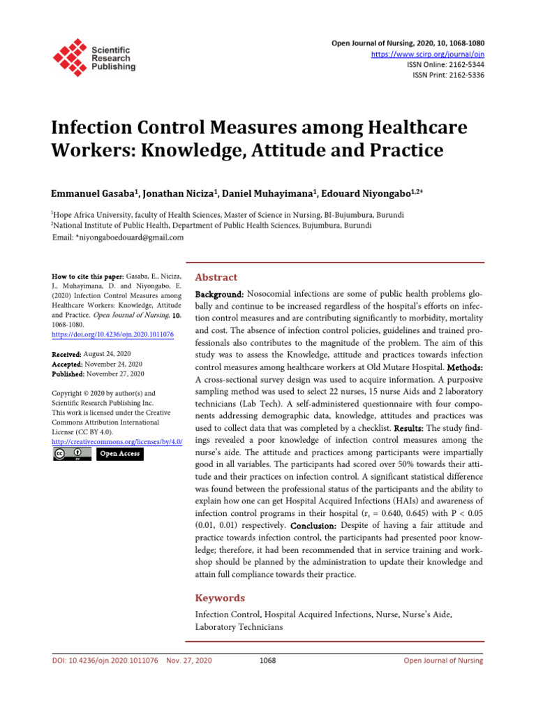 Infection Control Measures Among Healthcare Worker | PDF | Health Care ...