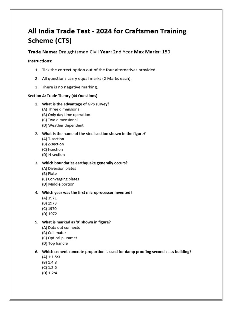 All India Trade Test - Draughtsman Civil | PDF | Communication