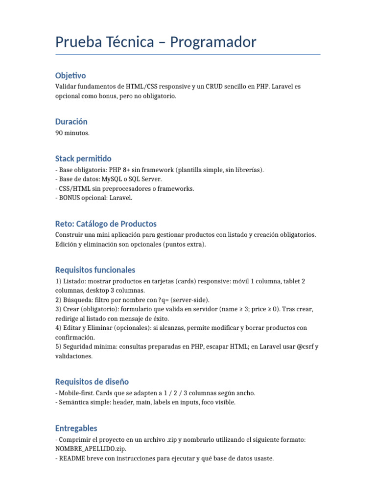 Prueba Tecnica | PDF