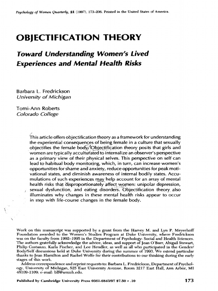 Objectification Theory | PDF