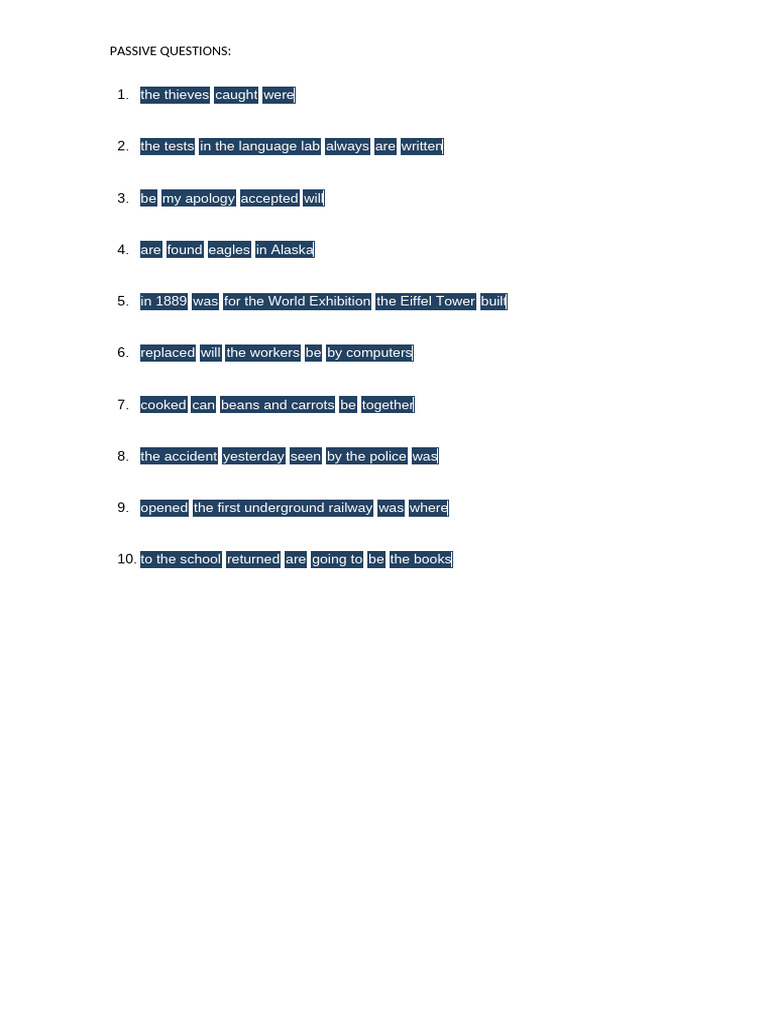 Passive Questions | PDF