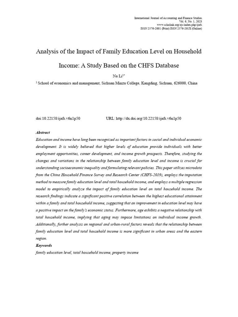 Analysis of The Impact of Family Education Level o | PDF | Sampling ...