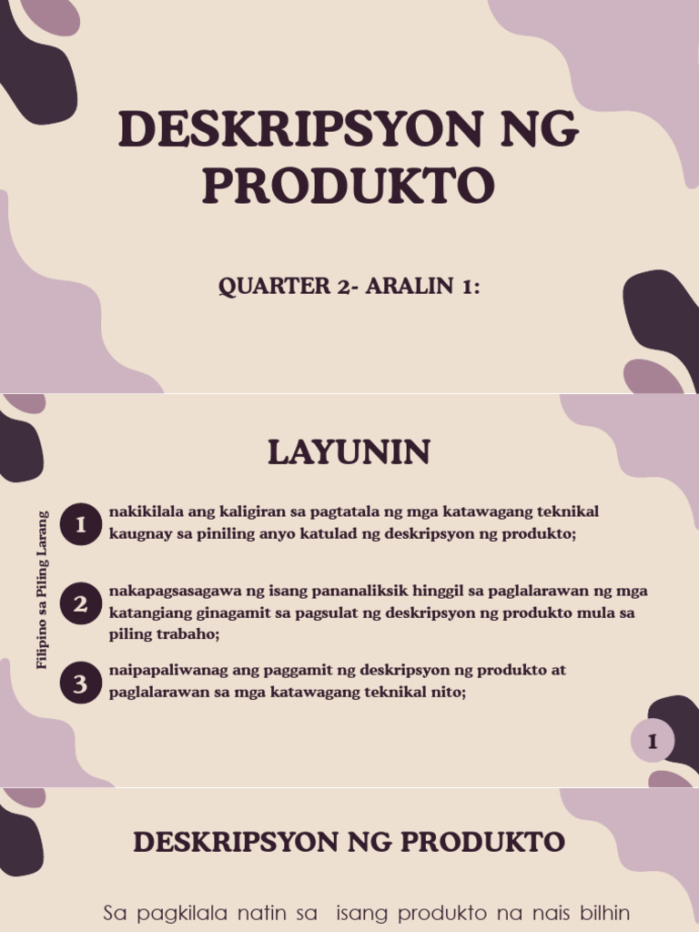 Deskripsyon NG Produkto | PDF