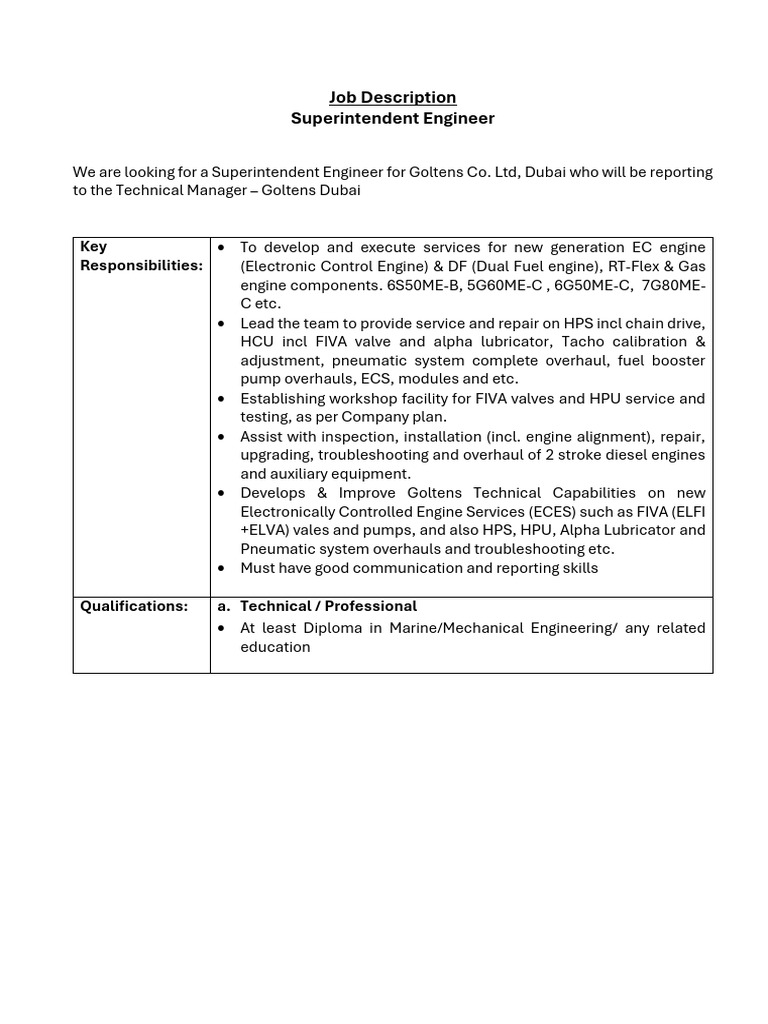Superintendent Engineer | PDF