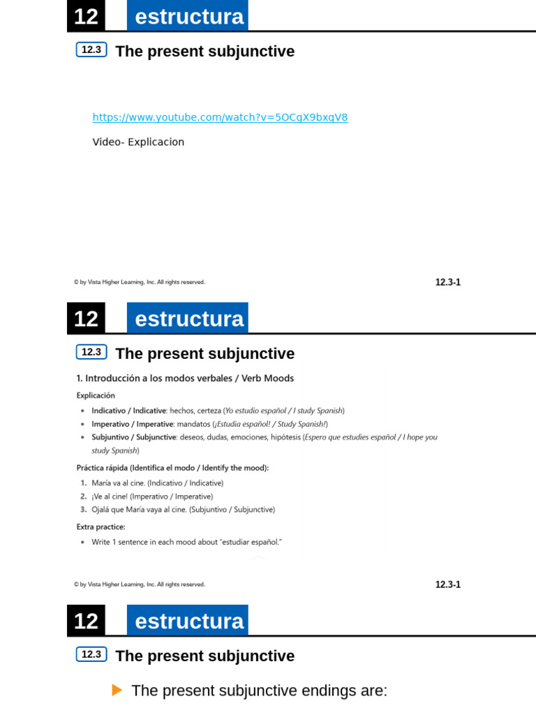 Present Subjunctive in Spanish Grammar | PDF | Linguistic Typology ...