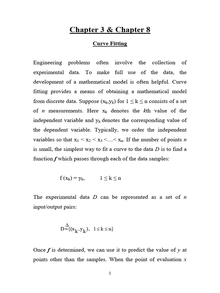 Curve fitting, | PDF | Least Squares | Equations