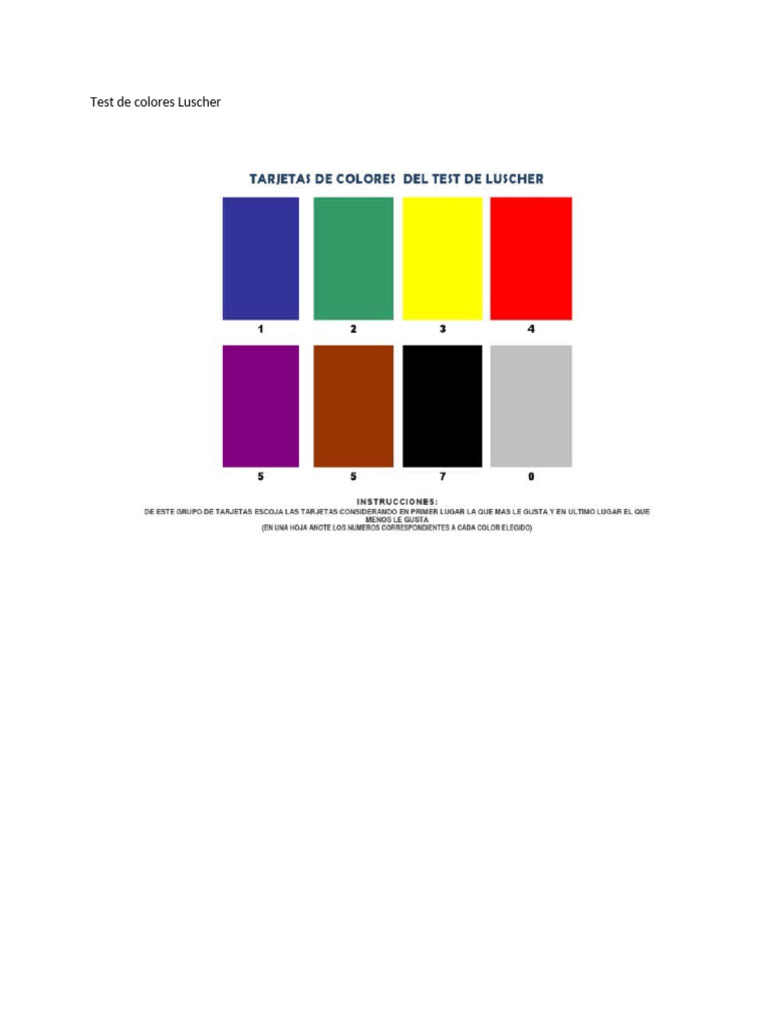 Test de Colores Luscher | PDF