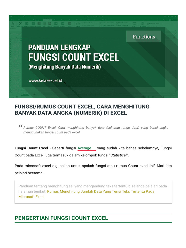 Rumus COUNT untuk Data Angka di Excel | PDF