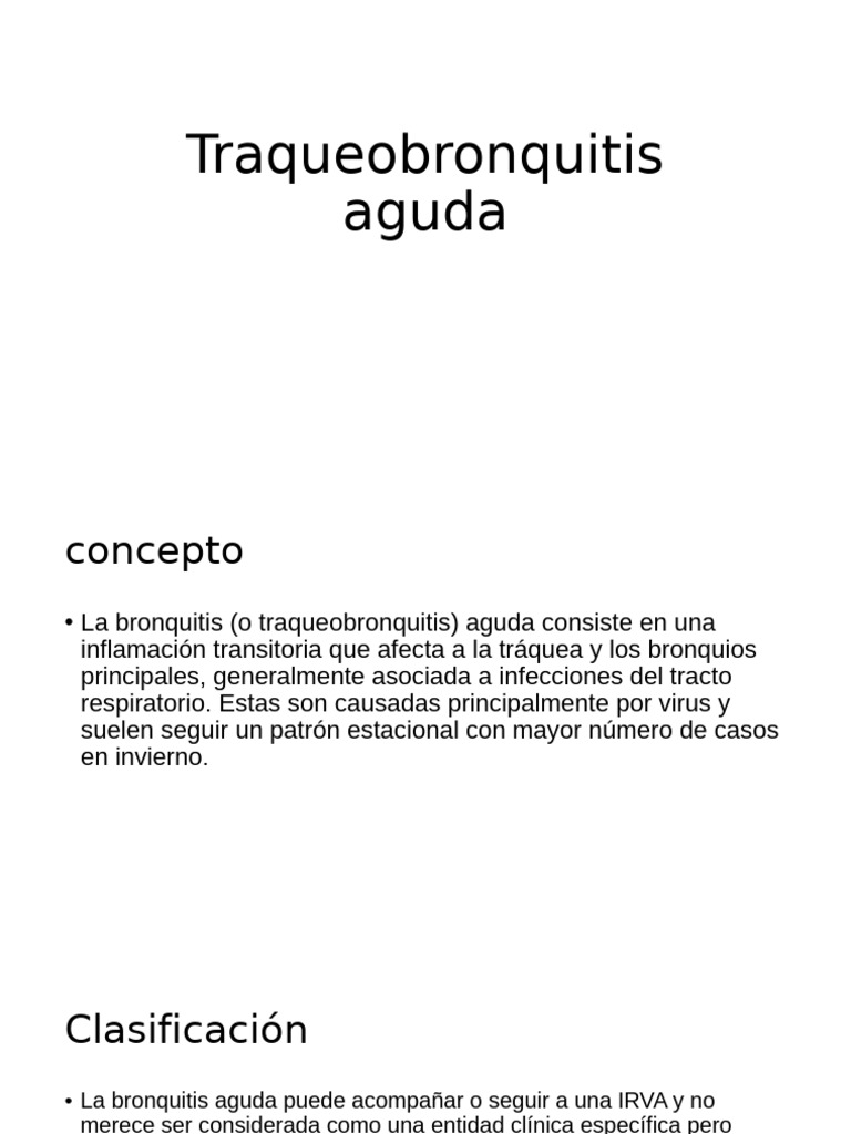 Traqueobronquitis Aguda: Causas y Clasificación | PDF