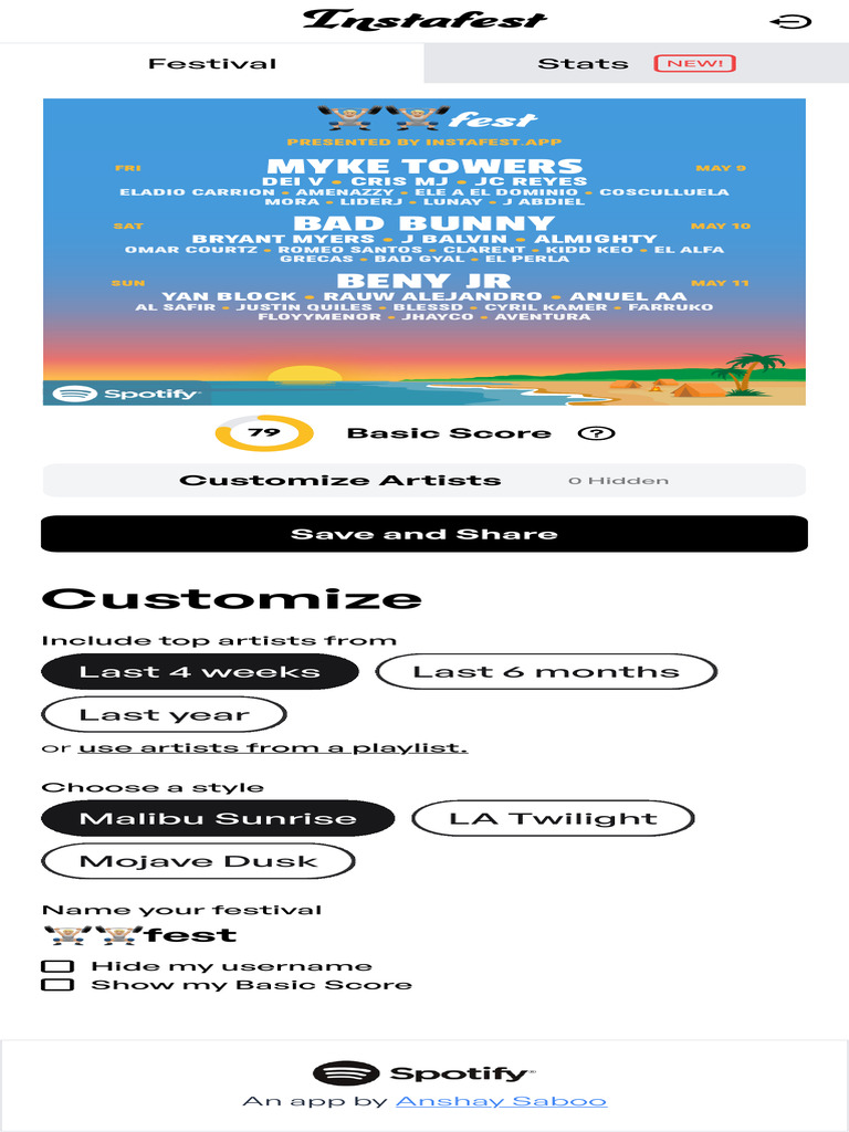 Customizable Festival Lineup Generator | PDF