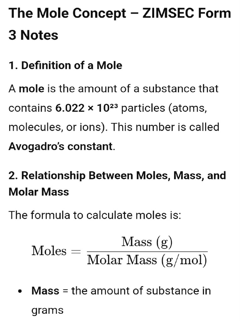 The Mole Concept | PDF