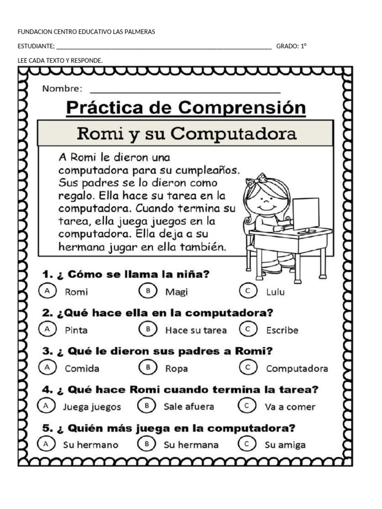 Ejercicio de Comprension Lectora | PDF