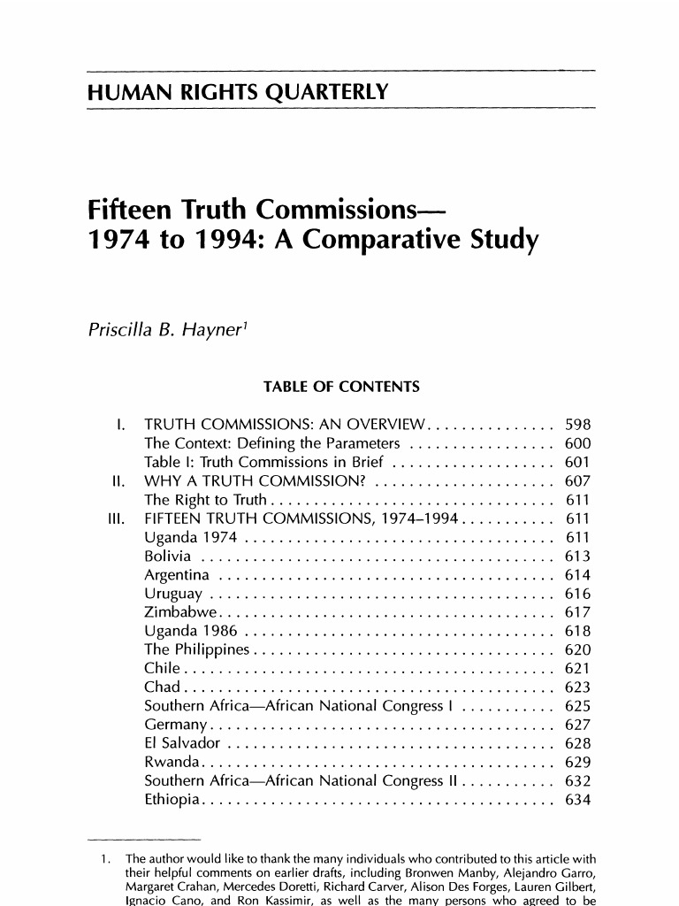 Truth Commissions Study 1974-1994 | PDF | Prosecutor | Human Rights
