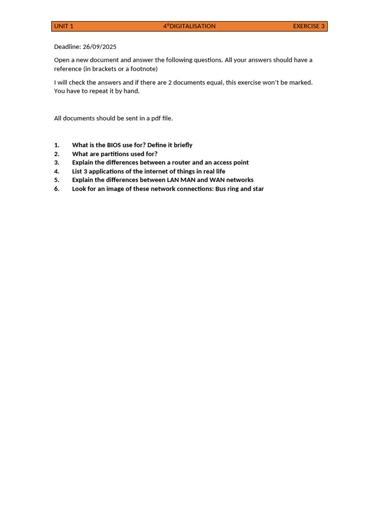 Unit 1 Exercise 3 | PDF