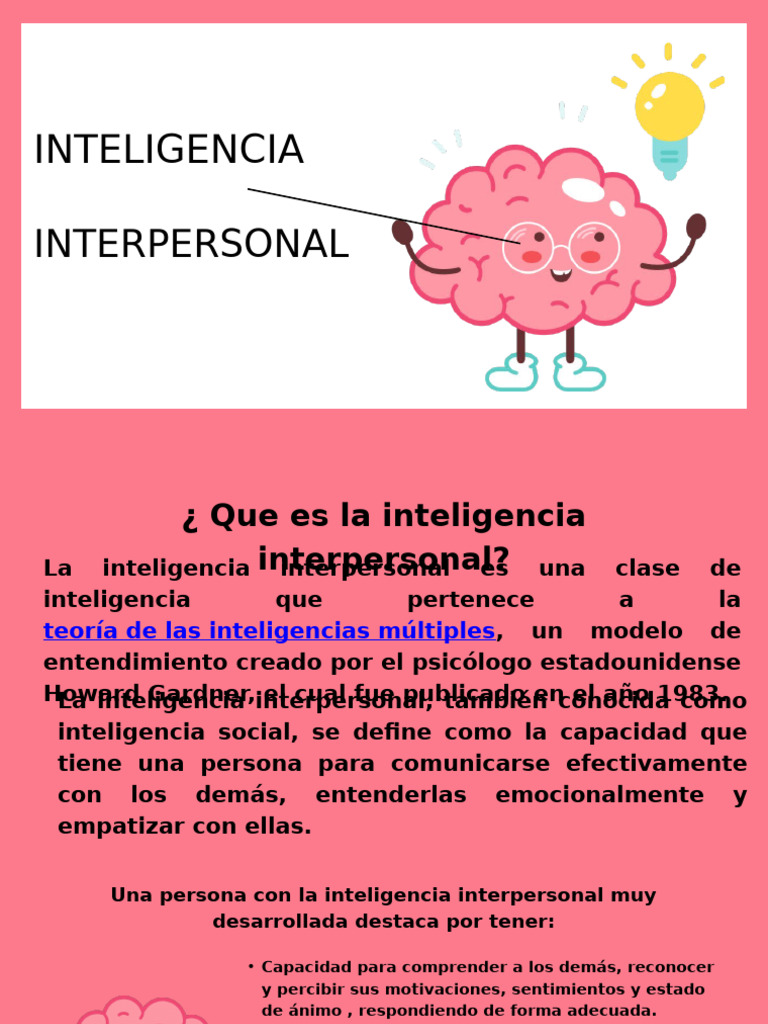 Qué es la inteligencia interpersonal | PDF