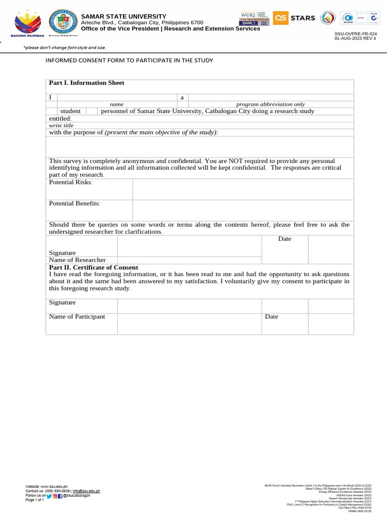 WURI Awards and Research Consent Form | PDF | Economies