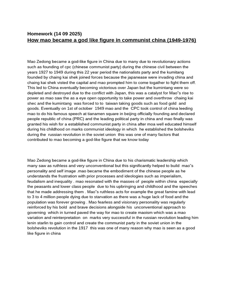 Mao Zedong: Rise to God-Like Status in China | PDF | Mao Zedong | Communism