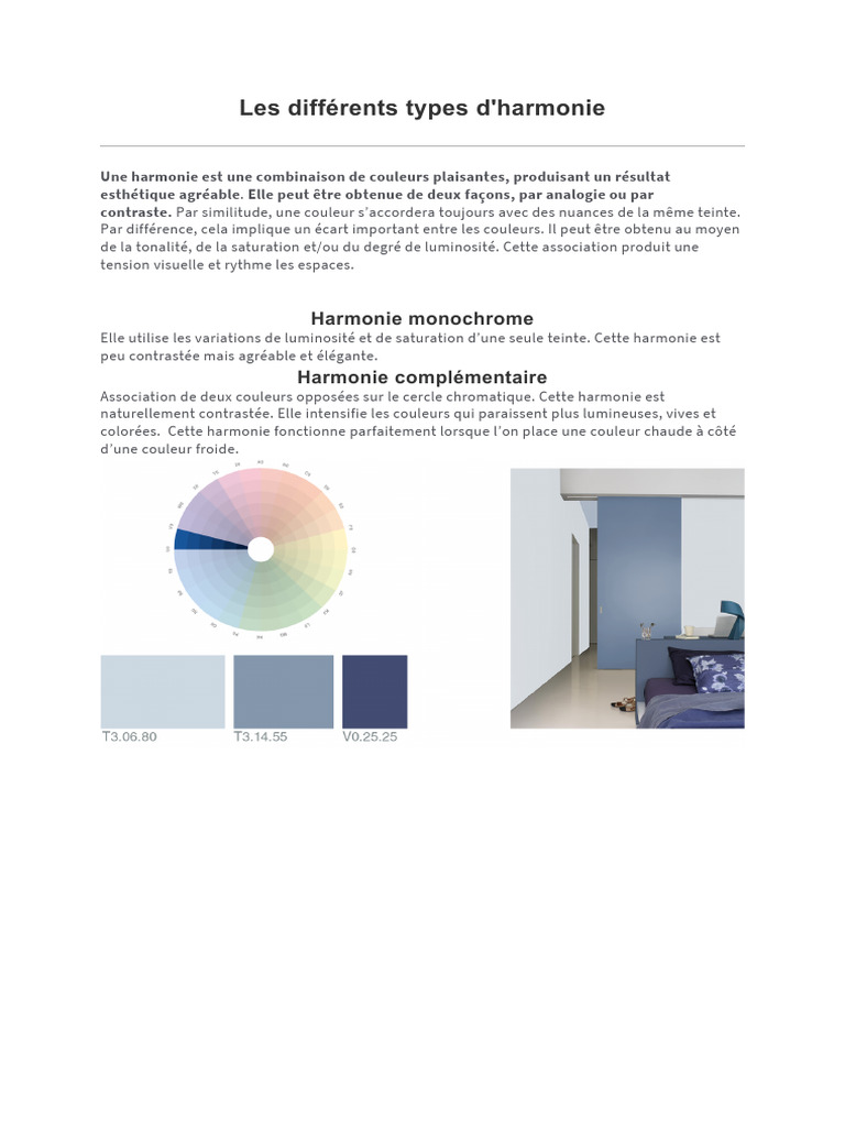 Types d'harmonie des couleurs expliqués | PDF