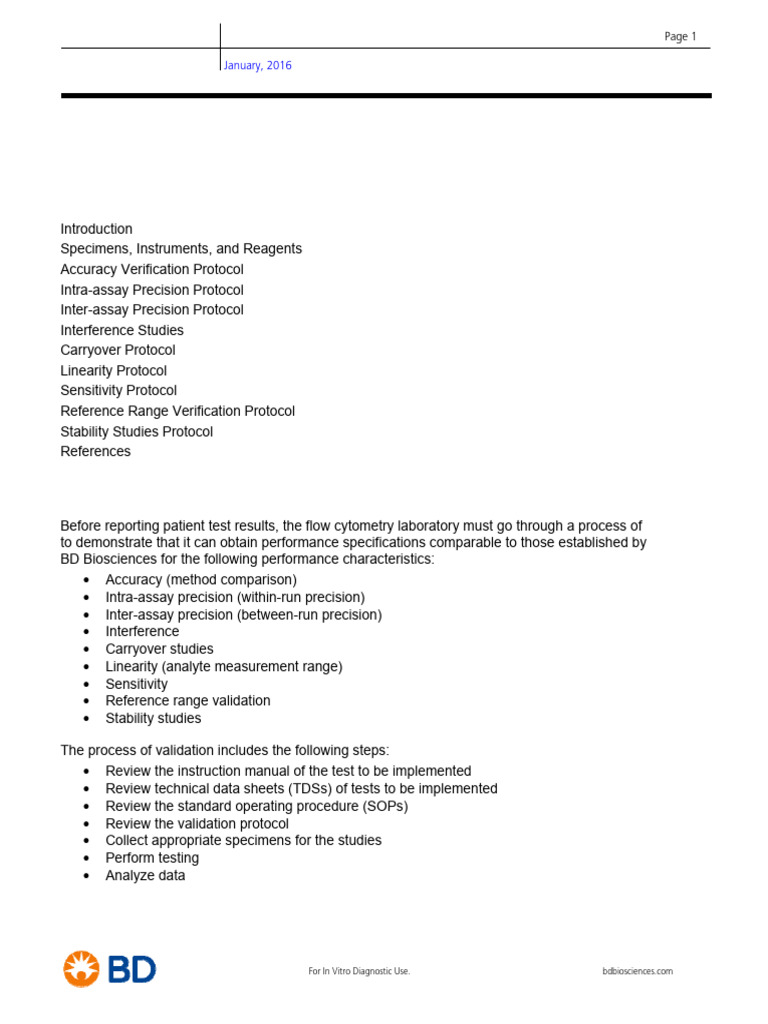 BD Multitest Validation Protocol Guide | PDF | Flow Cytometry ...