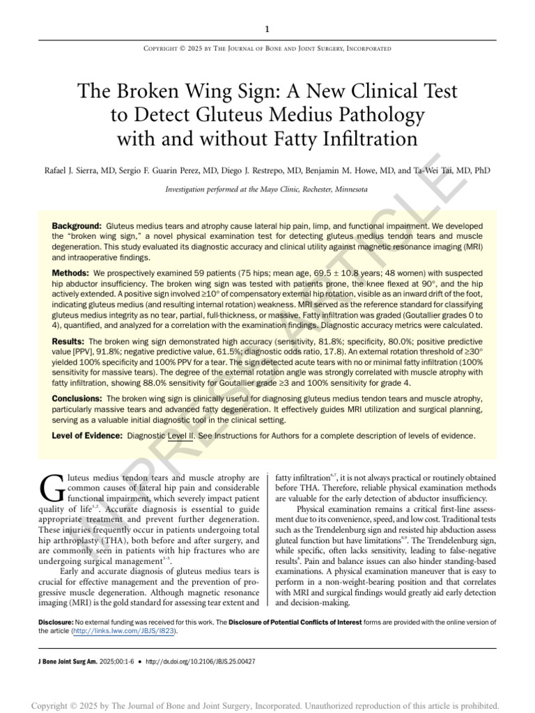 The Broken Wing Sign - A New Clinical Test To Detect Gluteus Medius ...