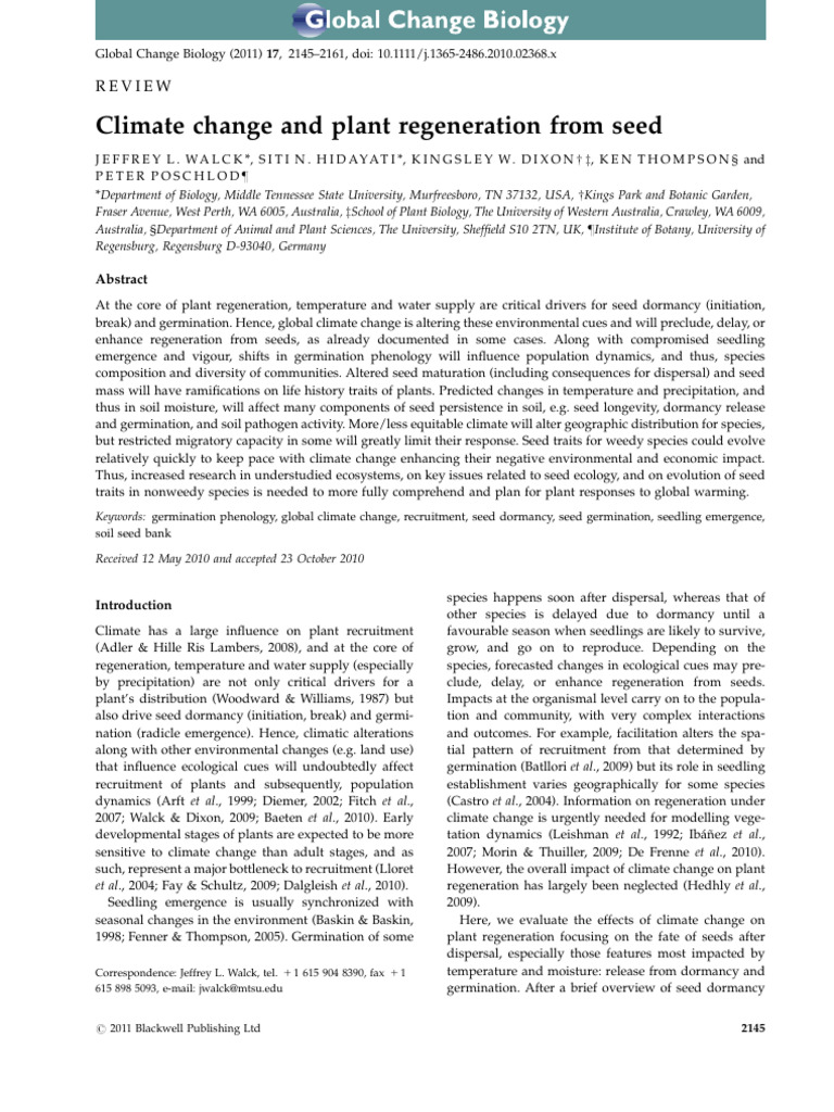 Global Change Biology - 2010 - WALCK - Climate Change and Plant ...