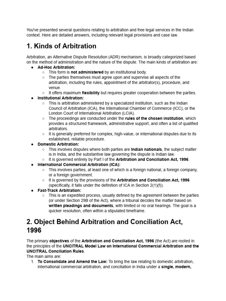 Answer in Detail With Case Law | PDF | Arbitration | Legal Aid