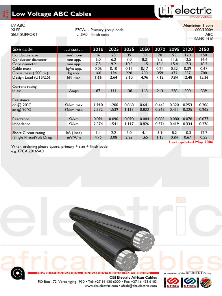 1kv LV ABC Aluminium 1 Core Plus Insulated Neutral | PDF | Alternating ...