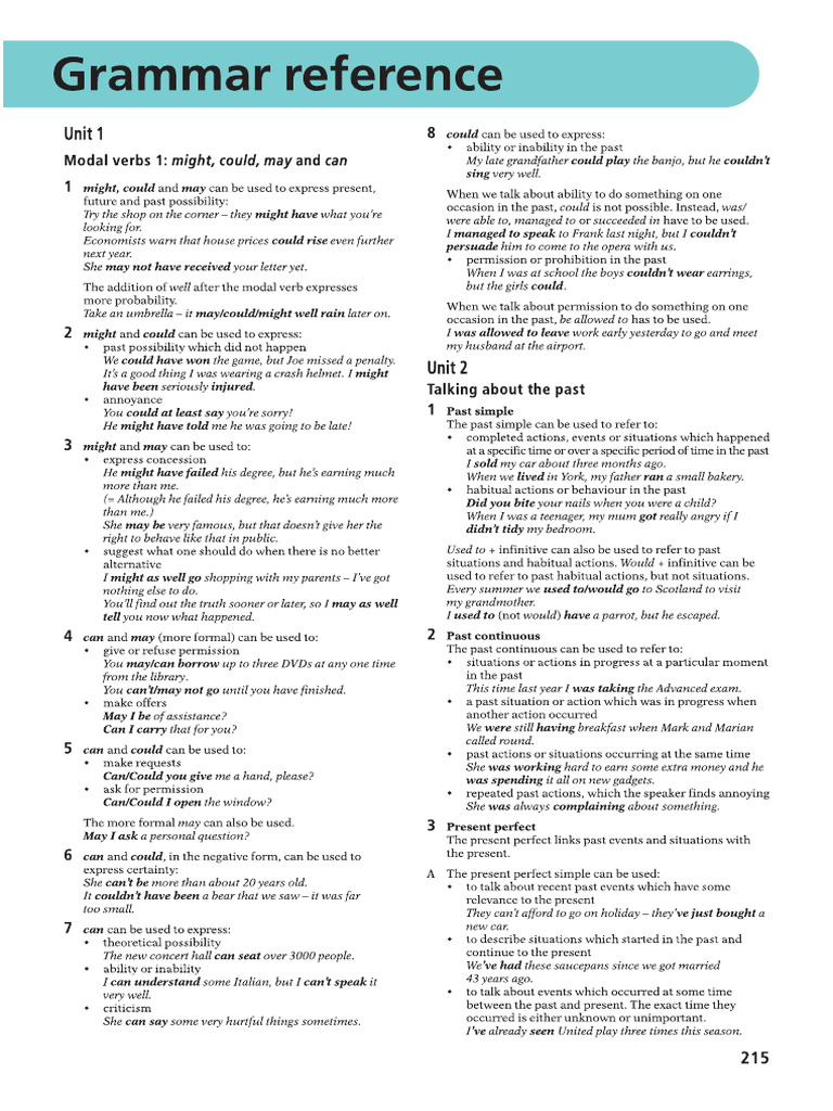 Grammar Reference Unit 2 Cambridge c1 | PDF
