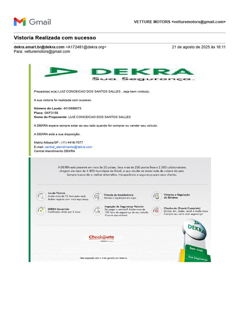 Vistoria Dekra HRV | PDF