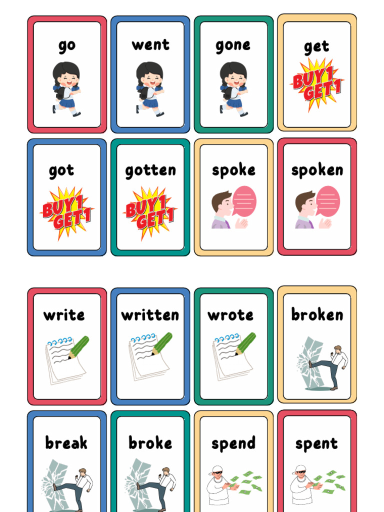 Uno With Irregular Verbs Part 4 | PDF