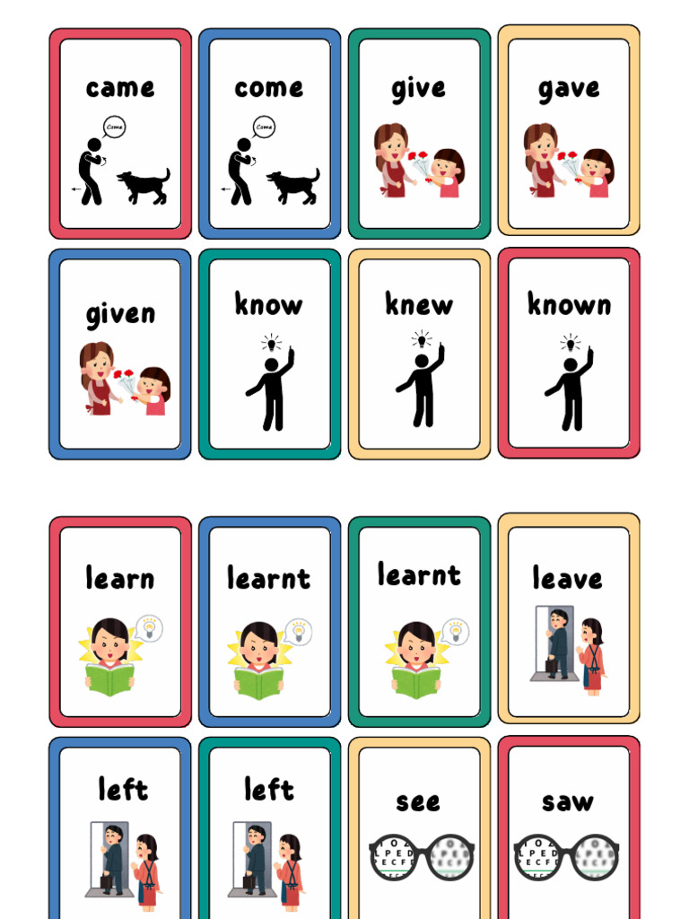 Uno With Irregular Verbs - Part 3 | PDF