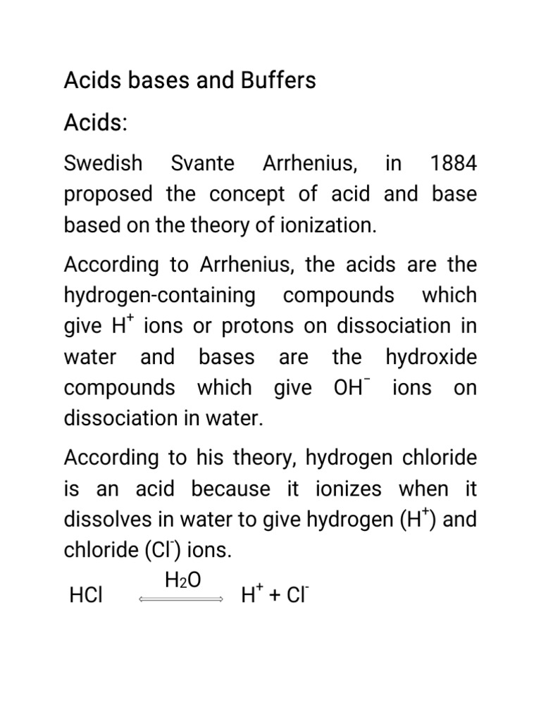 Acids, Bases, Buffers: Concepts Explained | PDF | Physical Sciences ...
