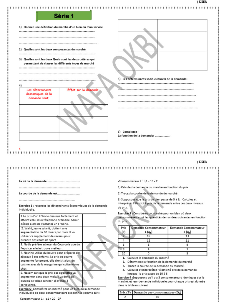 Exercices corrigés sur l'offre et la demande | PDF | Offre et demande ...