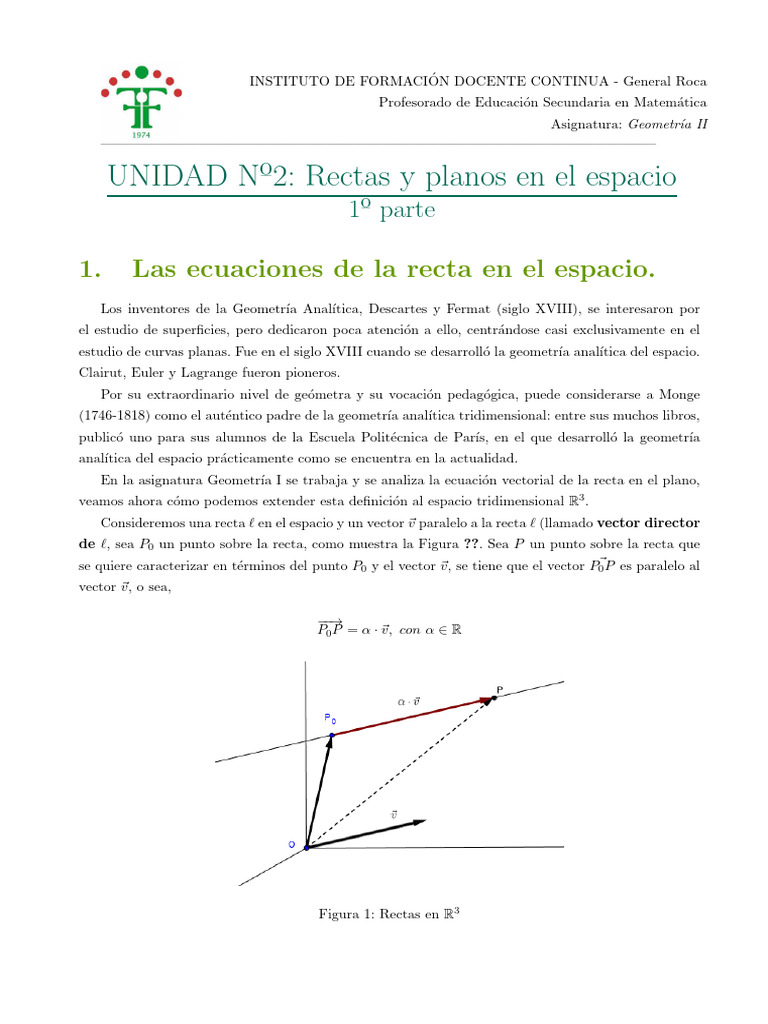 Ecuaciones de Rectas y Planos en R3 | PDF | Sistema de coordenadas ...