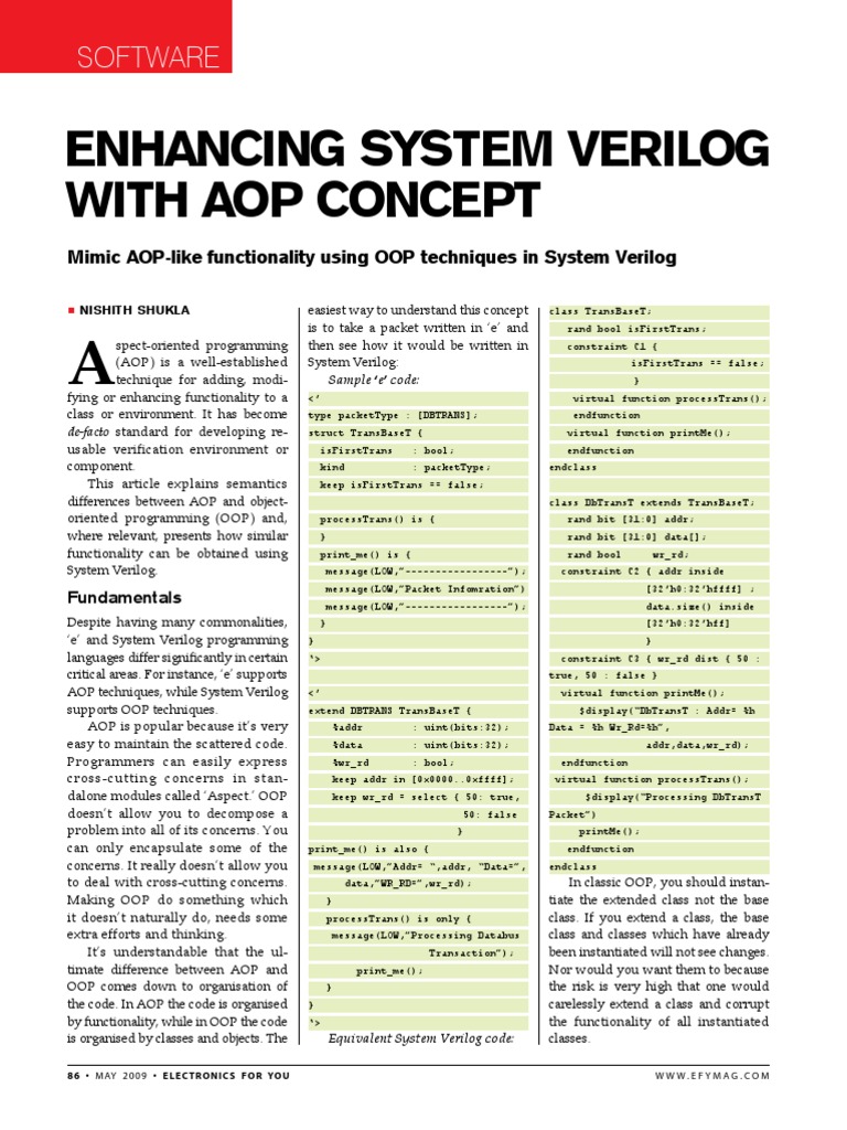 Enhancing System Verilog - AOP | PDF | Object Oriented Programming ... Enhancing System Verilog - AOP | PDF | Object Oriented Programming ...