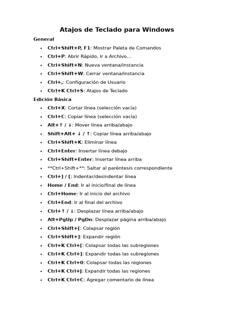 Atajos de Teclado Esenciales en Windows | PDF | Software | Informática