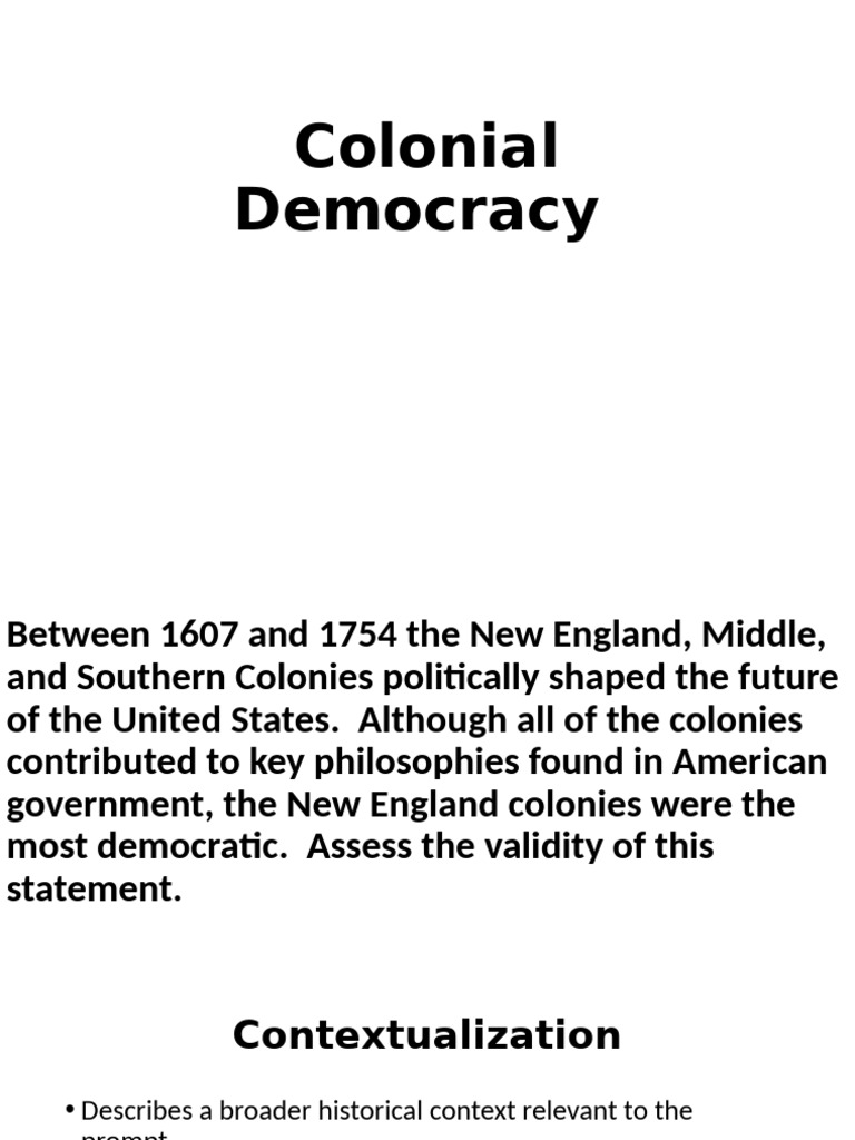 Colonial Democracy DBQ | PDF | Freedom Of Religion