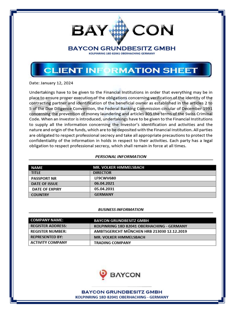 Baycon Grundbesitz GmbH Compliance Document | PDF