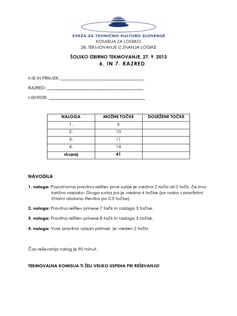 2013solsko 67 Naloge | PDF