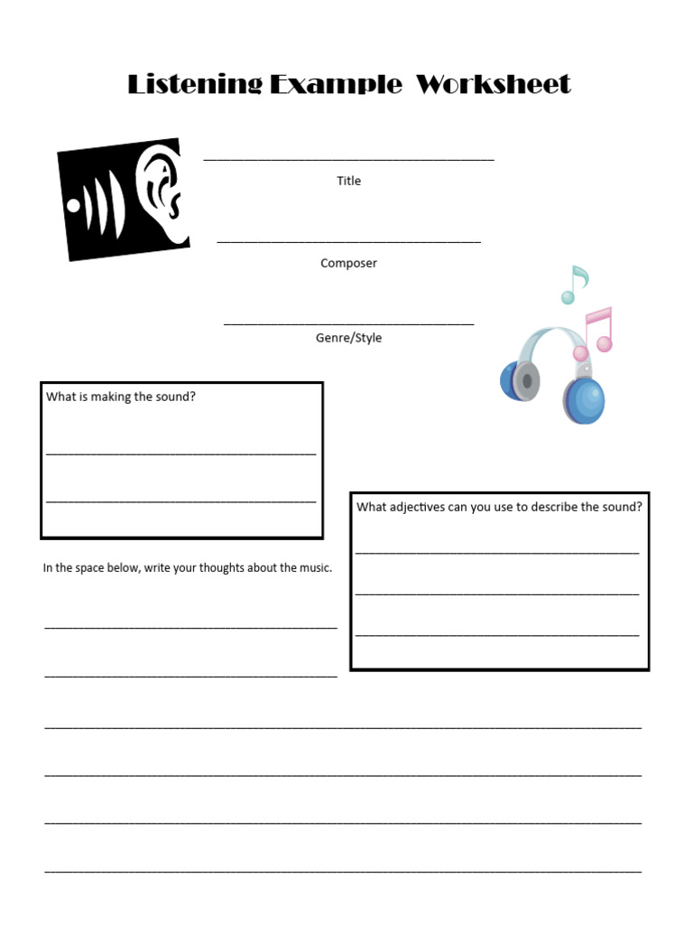 Music Listening Worksheet Template | PDF